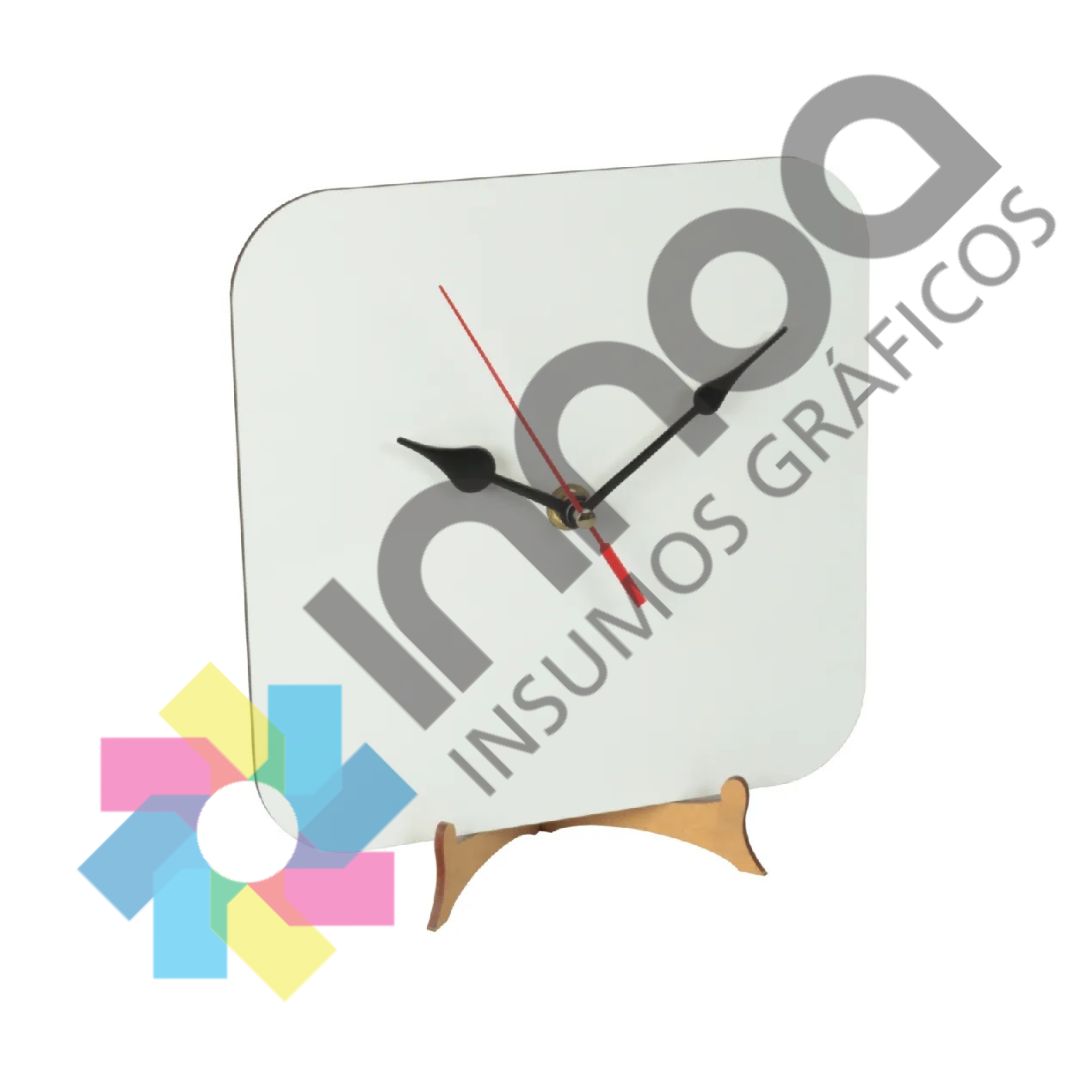 RELOJ CUADRADO MADERA CRISTAL CON MAQUINA + CAJA 20CM X 20CM | INNOA
